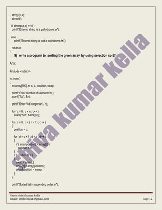C basic questions&ansrs by shiva kumar kella | PDF | Programming Languages | Computing