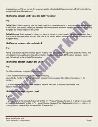 C basic questions&ansrs by shiva kumar kella | PDF | Programming Languages | Computing