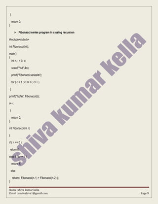 C basic questions&ansrs by shiva kumar kella | PDF | Programming ...