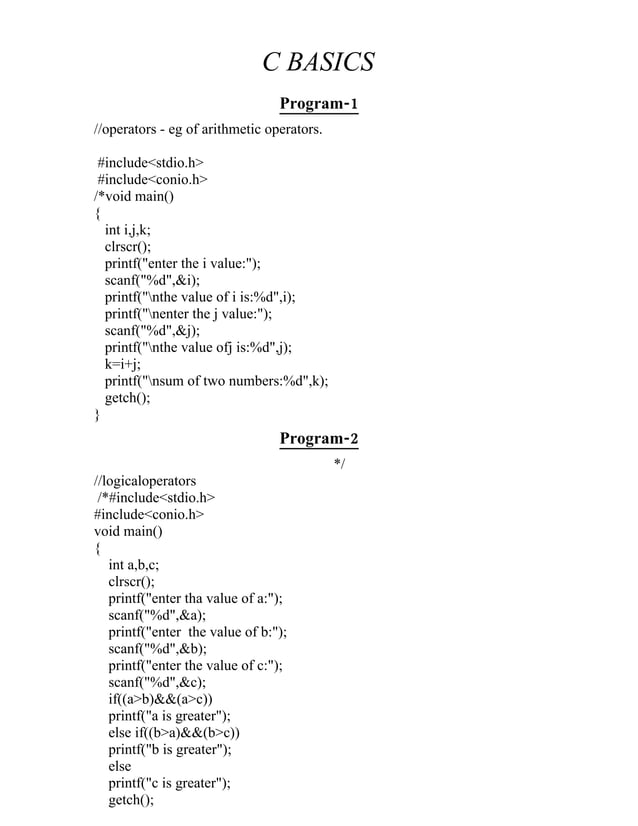 C Basics Pdf