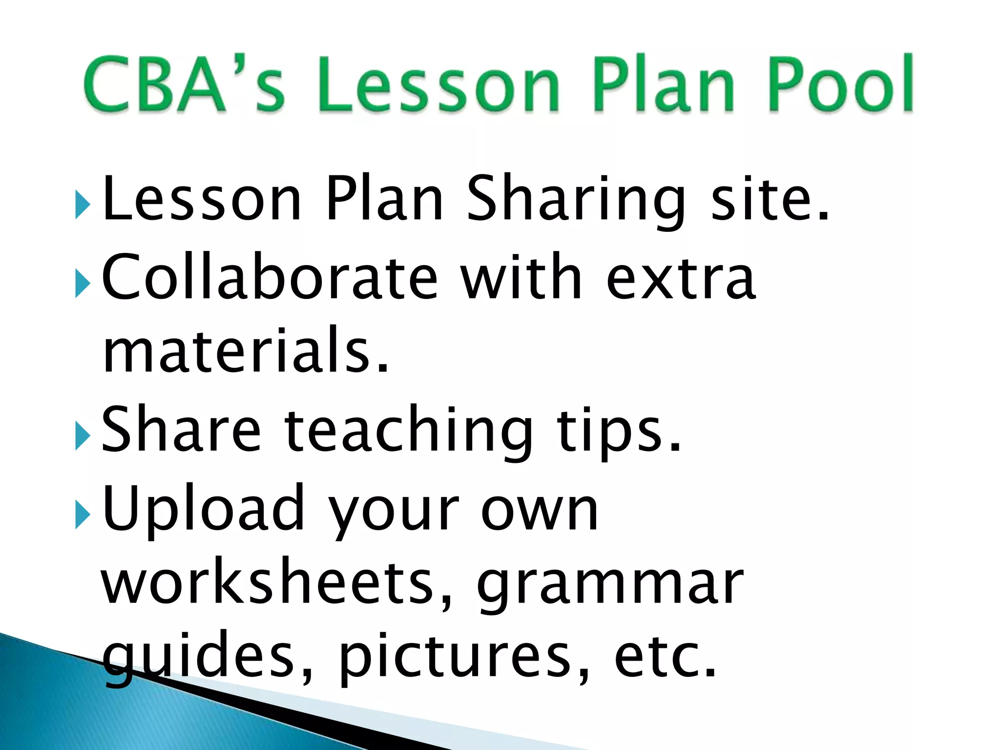 Cba's lesson plan pool | PPTX