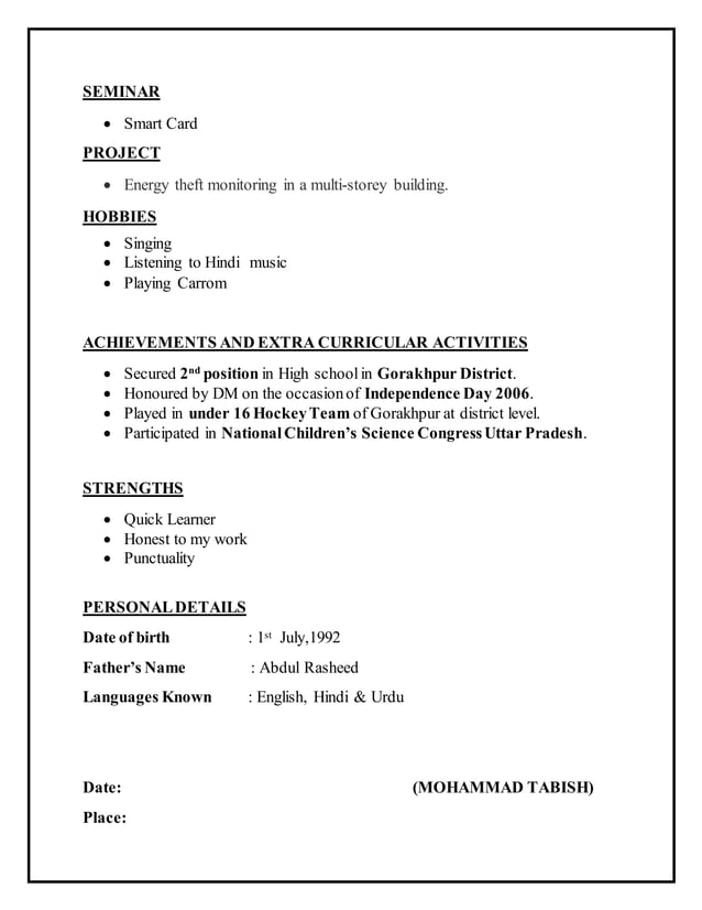 Md. Tabish CV | DOCX | Education