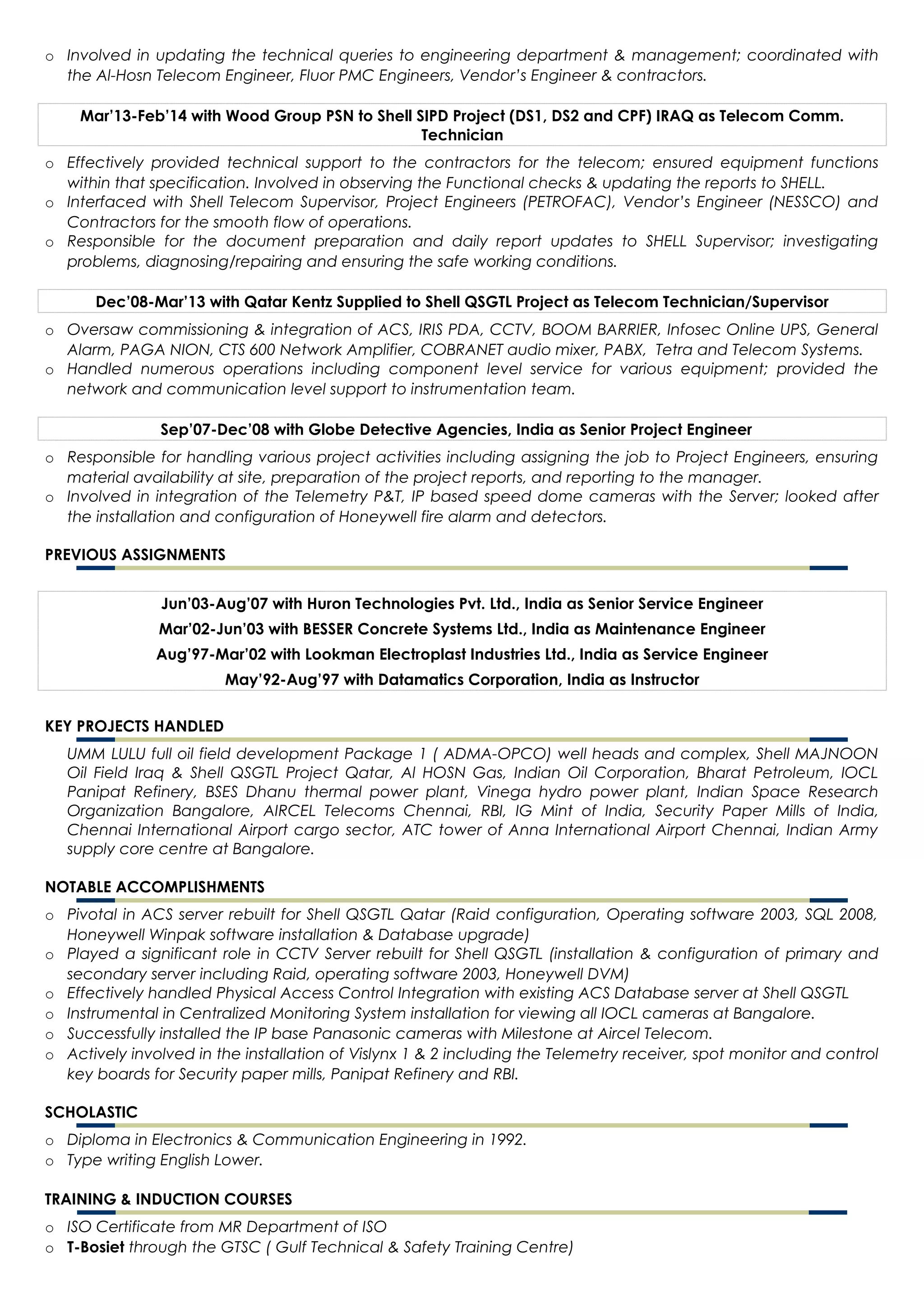 TELECOM COMMISSIONING SUPERVISOR | DOC