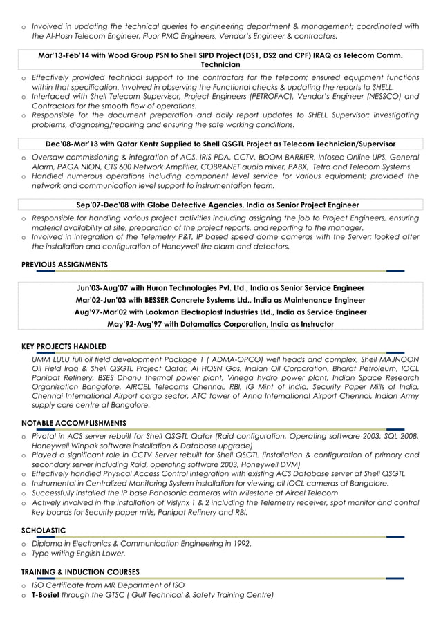 TELECOM COMMISSIONING SUPERVISOR | DOC | Civil Engineering Industry | Industries