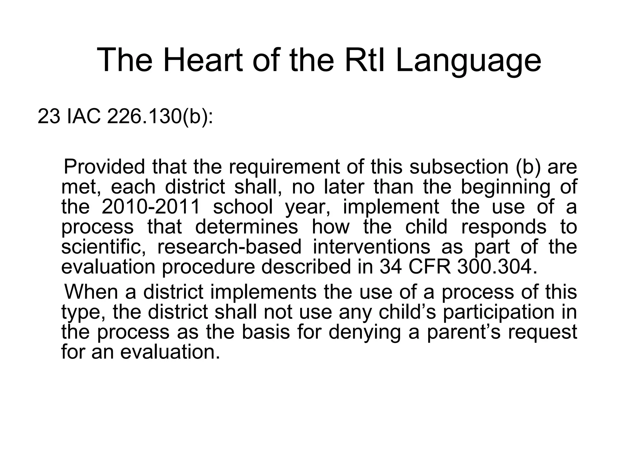 Response To Intervention (RTI) presentation | PPT