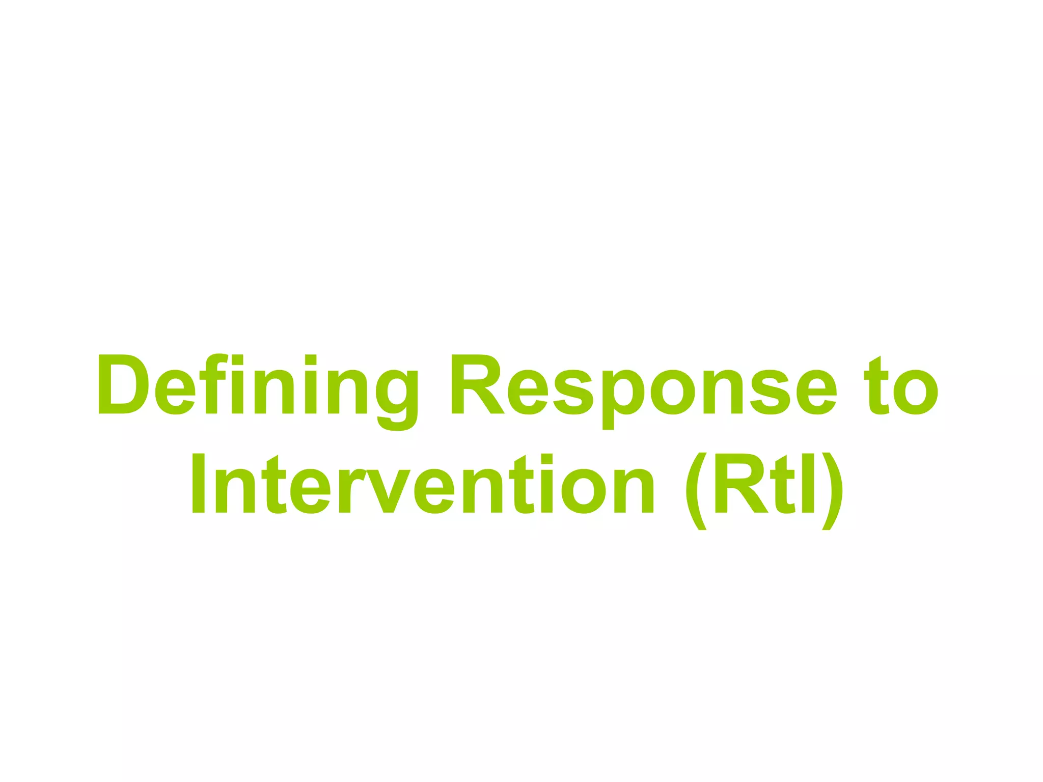 Response To Intervention (RTI) presentation | PPT