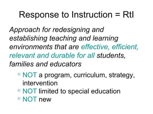 Response To Intervention (RTI) presentation | PPT | Educational ...