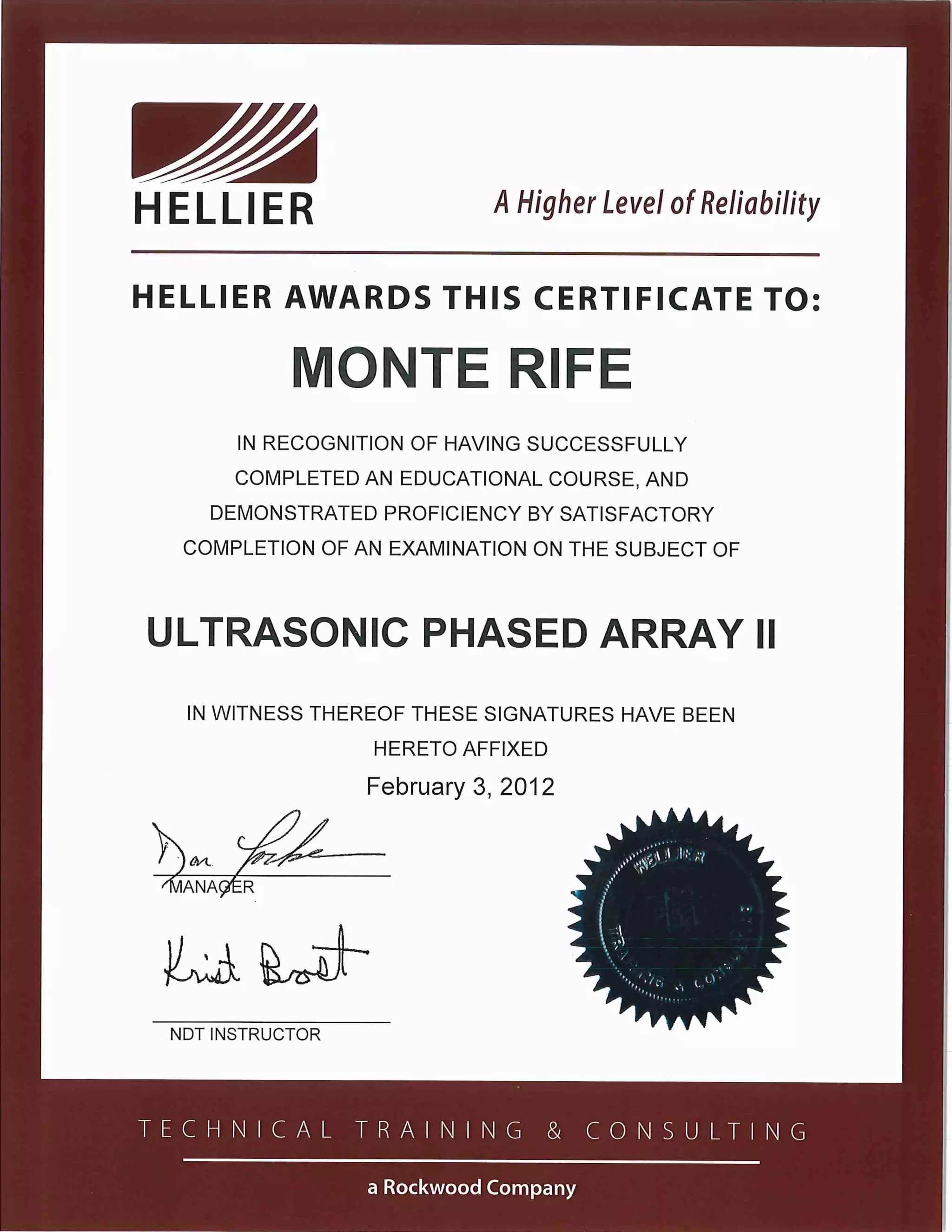 Phased Array Certificate Pdf 