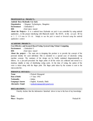 emb prakash resume | PDF