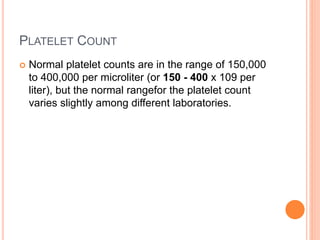 Complete Blood Count, Interpretations | PPTX