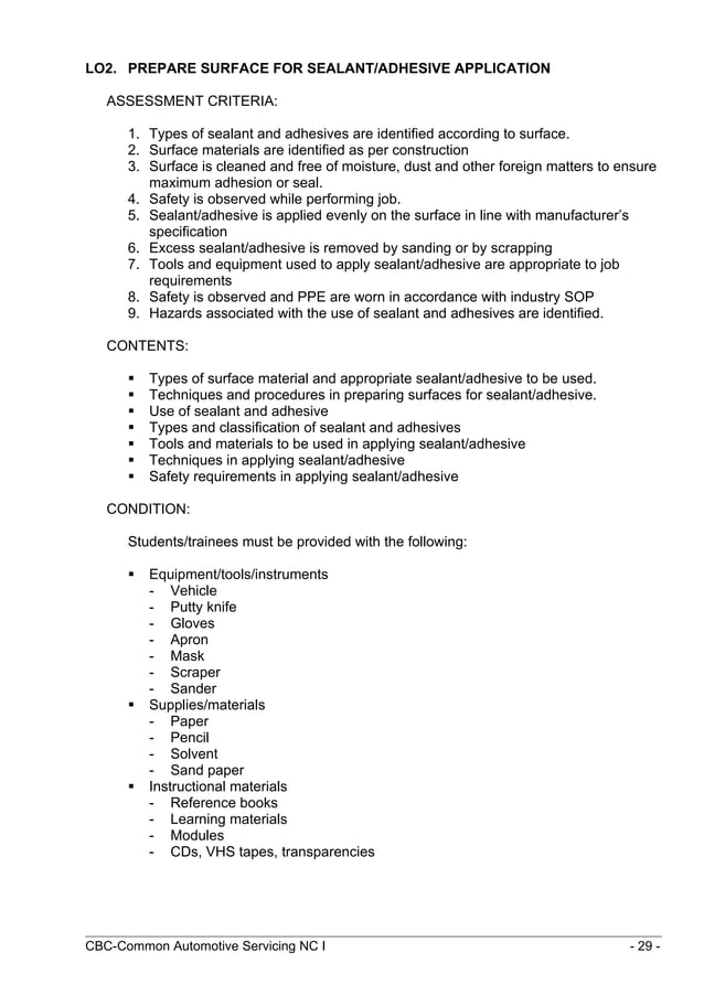 Cbc automotive servicing nc i | DOC
