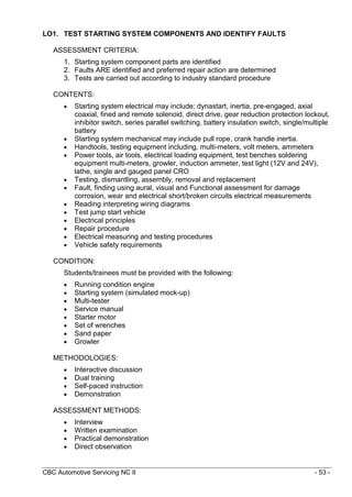 CBC Automotive Servicing NC II | DOCX