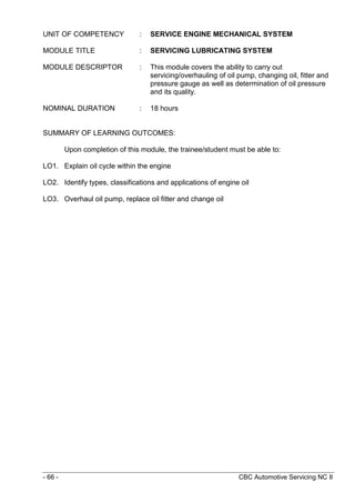 CBC Automotive Servicing NC II | DOCX
