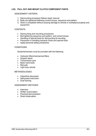 CBC Automotive Servicing NC II | DOCX