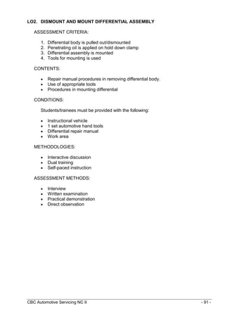 CBC Automotive Servicing NC II | DOCX