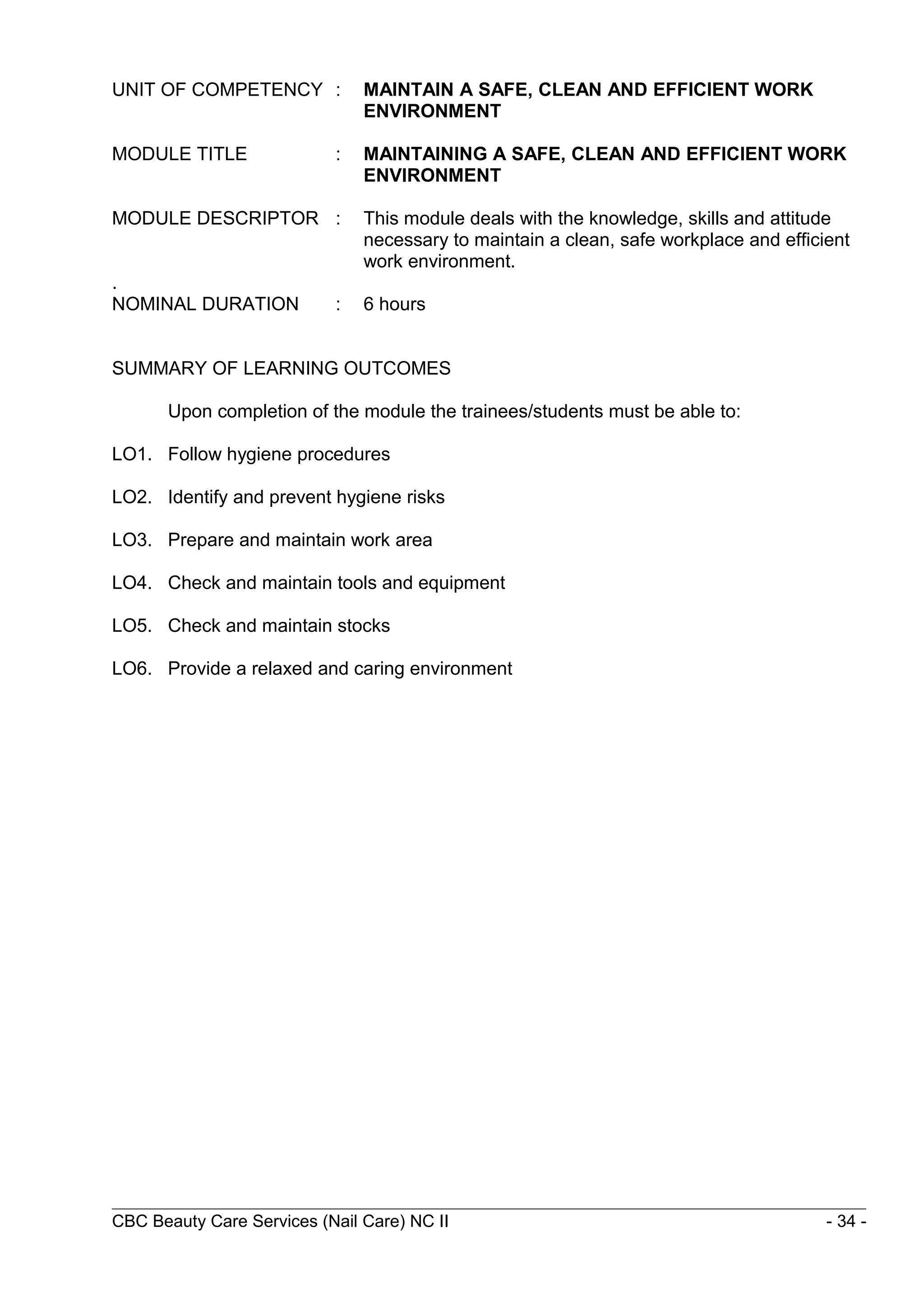 TLE MODULE | DOC | Nail Care | Beauty