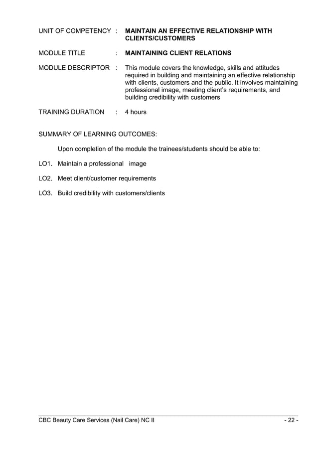 TLE MODULE | DOC | Nail Care | Beauty