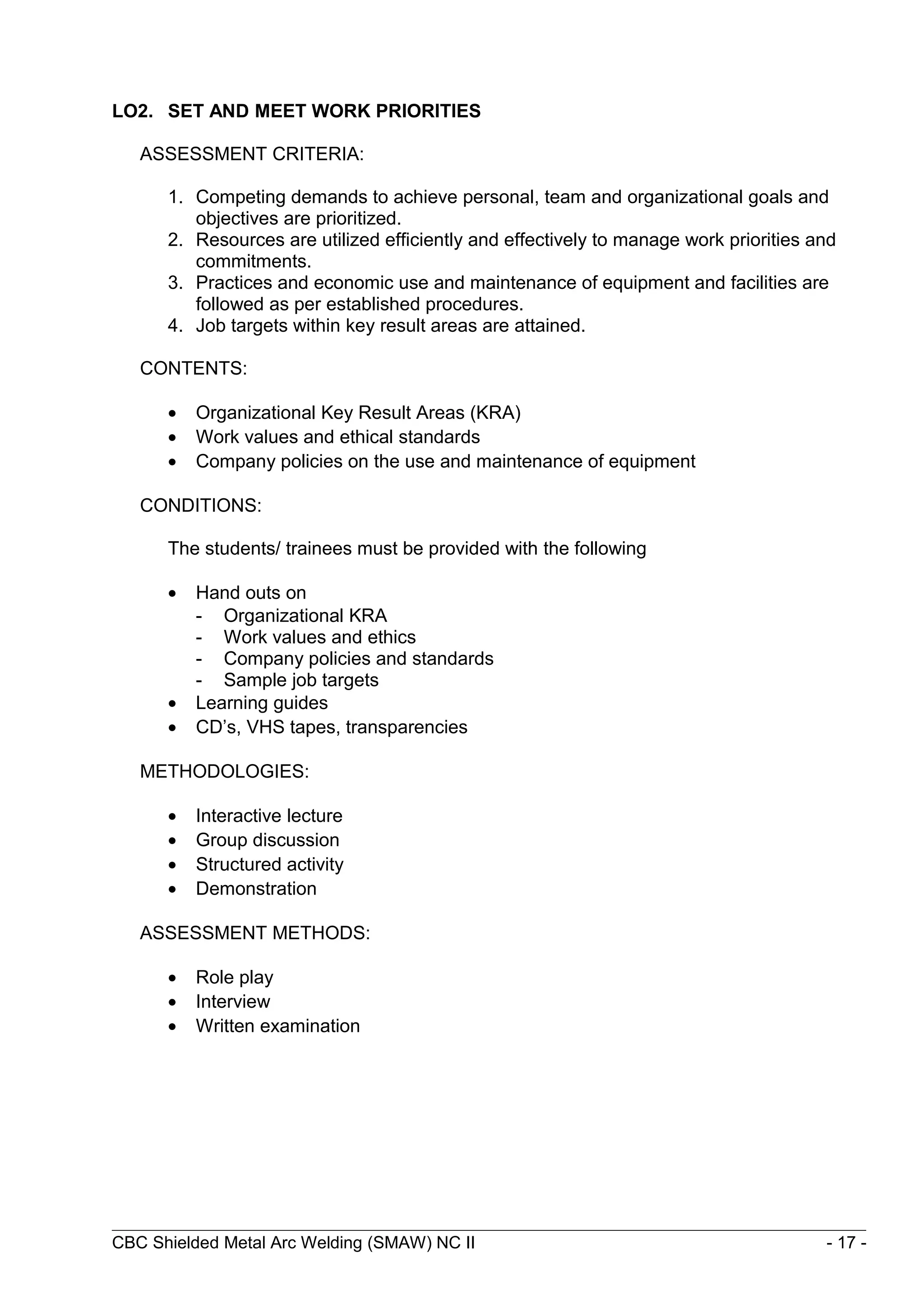 Cbc shielded metal arc welding nc ii | DOC