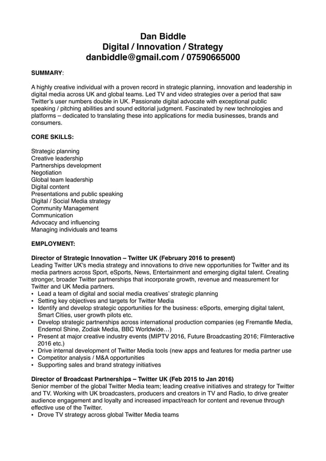 Dan Biddle CV January 2017 | PDF