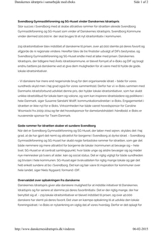 Danskernes idrætspris 2014 | PDF