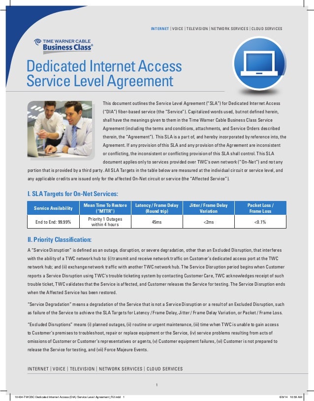 TWCBC Dedicated Internet Access (DIA) Service Level Agreement_FINAL TWCBC Dedicated Internet Access (DIA) Service Level Agreement_FINAL