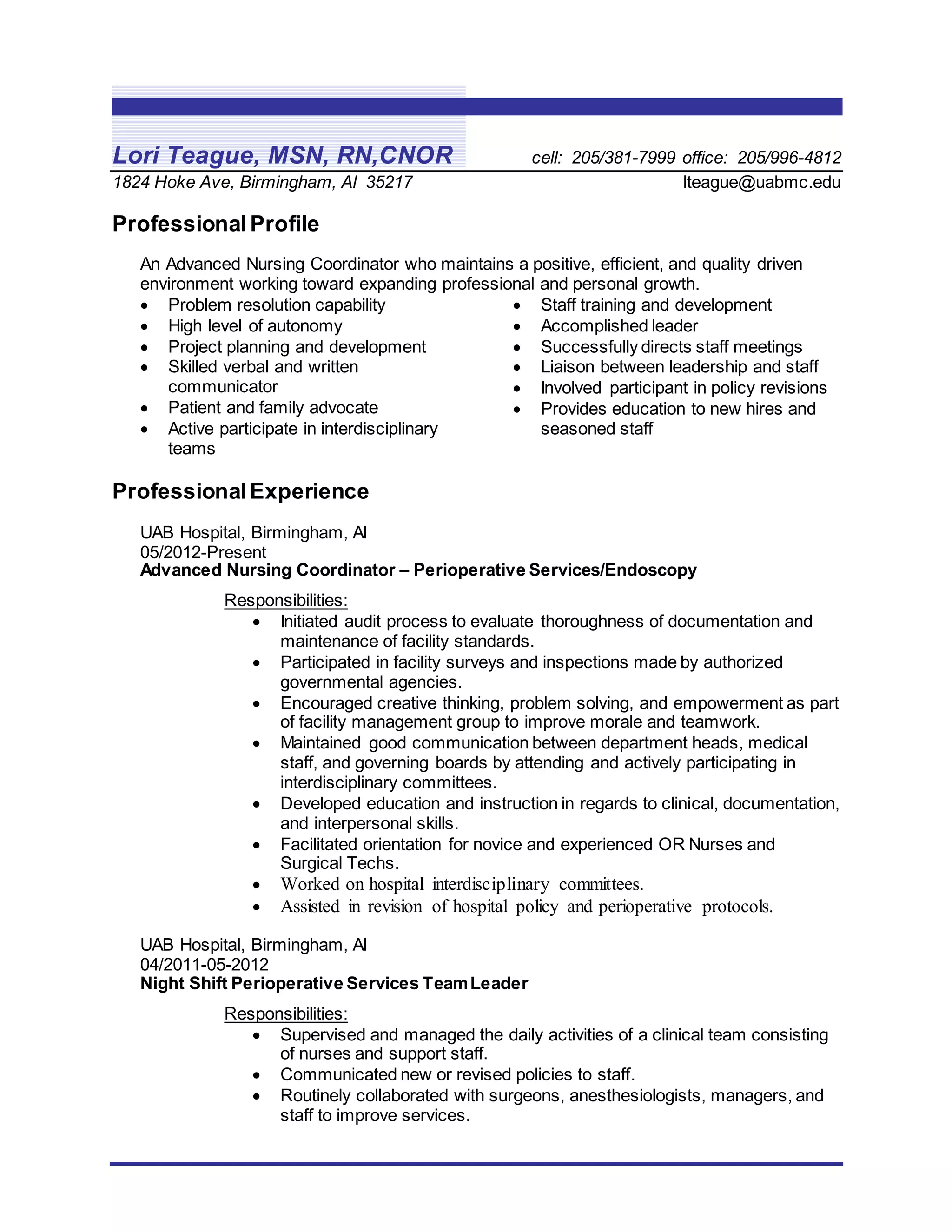 Lori Teague Resume 2015 | DOCX