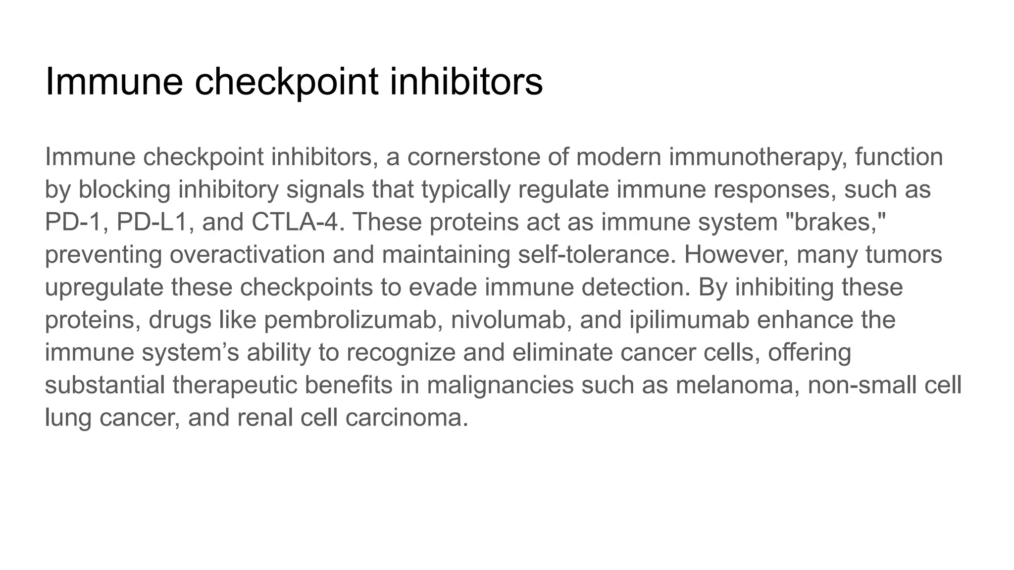 CHECKPOINT INHIBITORS IN CANCER THERAPY - notes | PPTX