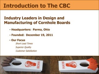 Cornhole Board Company - Assembly Training | PPT
