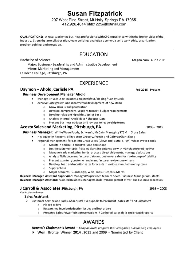 Resume Susan Fitzpatrick | DOCX