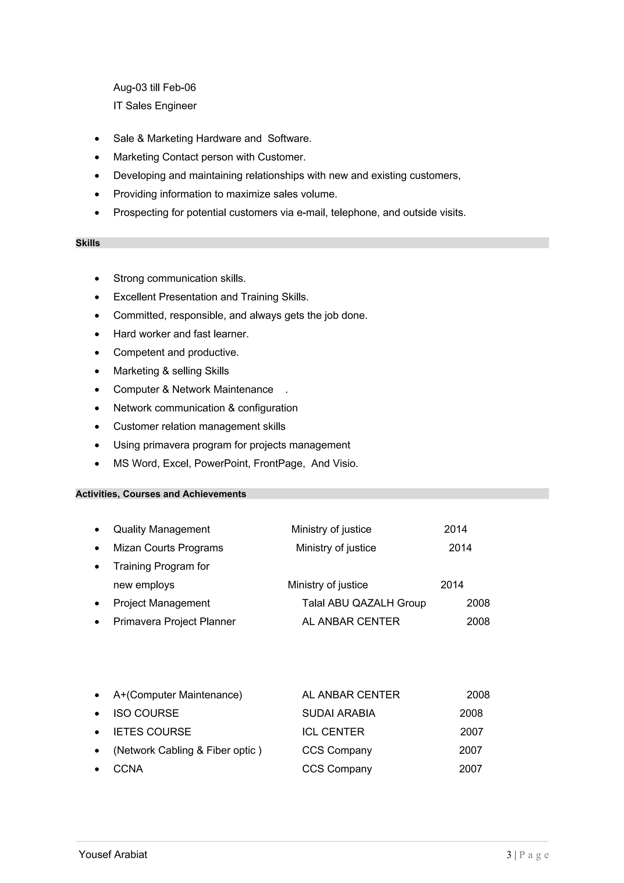 YOUSEF ARABIAT RESUME | DOC