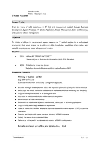 YOUSEF ARABIAT RESUME | PDF