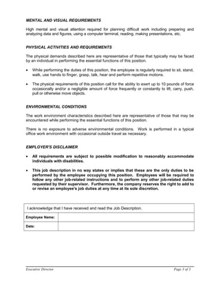 Job Des Connections Executive Director | DOC | Human Resources | Business