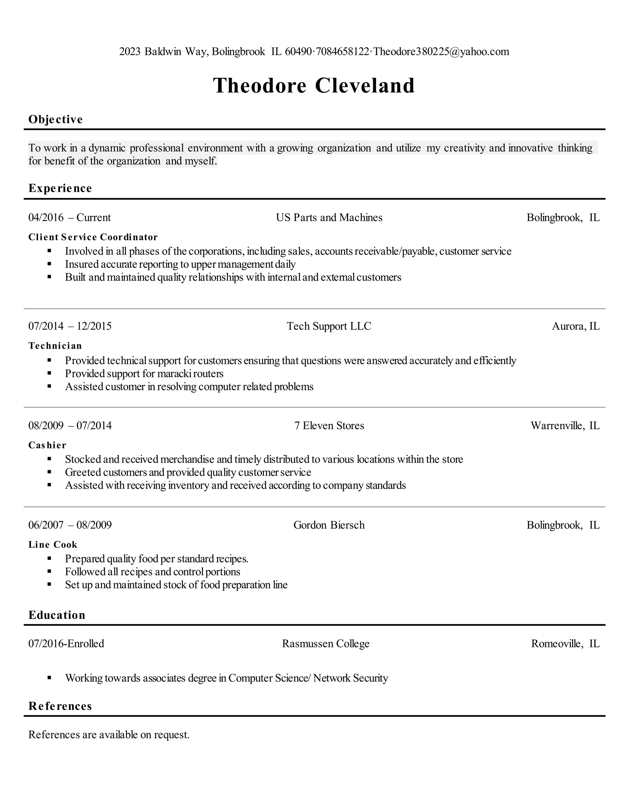 Theodore Cleveland resume teddy | PDF