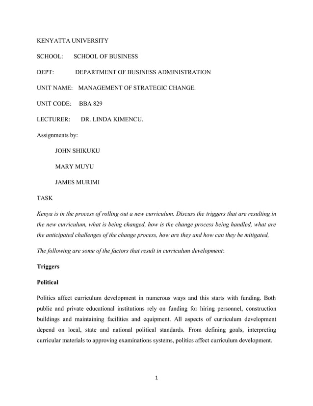 Competency Based Curriculum in Kenya | PDF