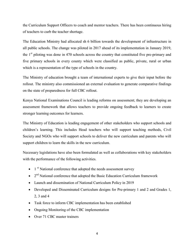 Competency Based Curriculum in Kenya | PDF