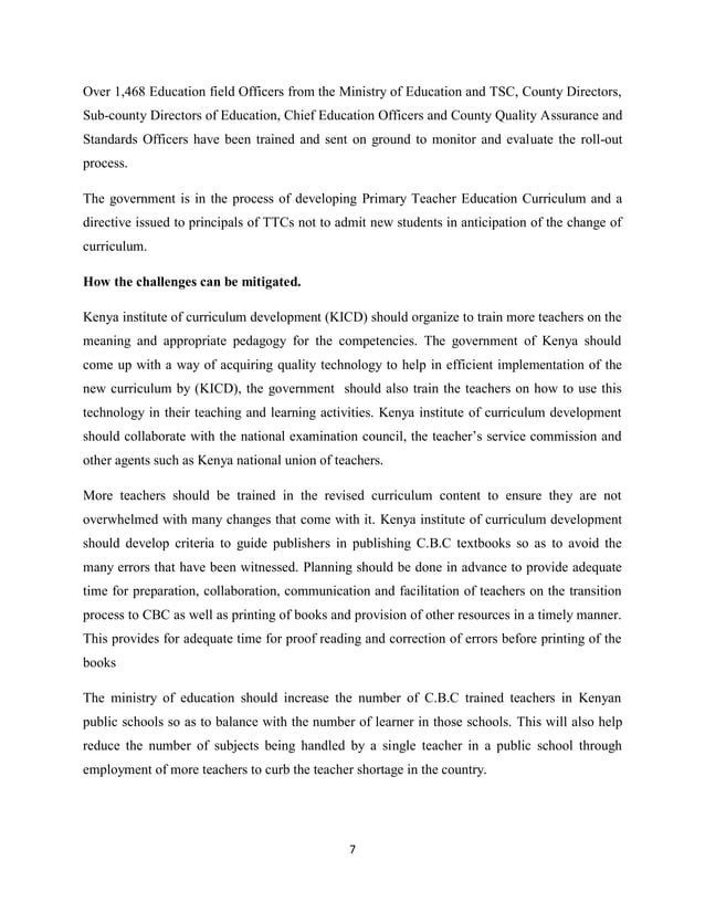 Competency Based Curriculum in Kenya | PDF