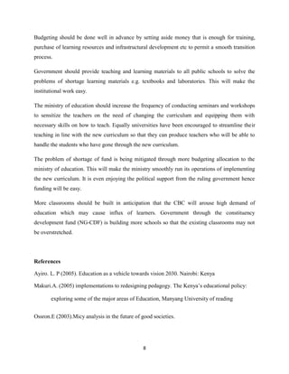 Competency Based Curriculum in Kenya | PDF