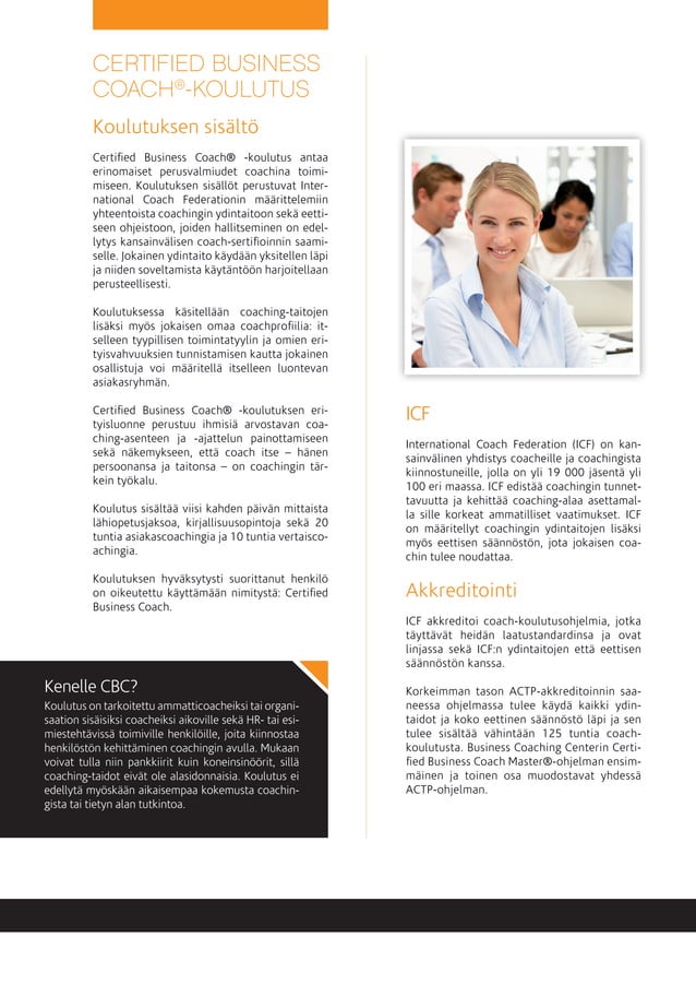 Certified Business Coach Master® koulutusohjelman esite | PDF