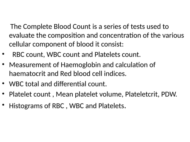 CBC, Principle of Cell Counter, Interpretation of Histogram ...