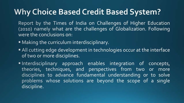 Choice Based Credit System (CBCS) Followed in India | PPTX