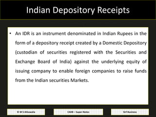 CAIIB Super Notes: Corporate Banking: SEBI Guidelines: Regarding IDR ...