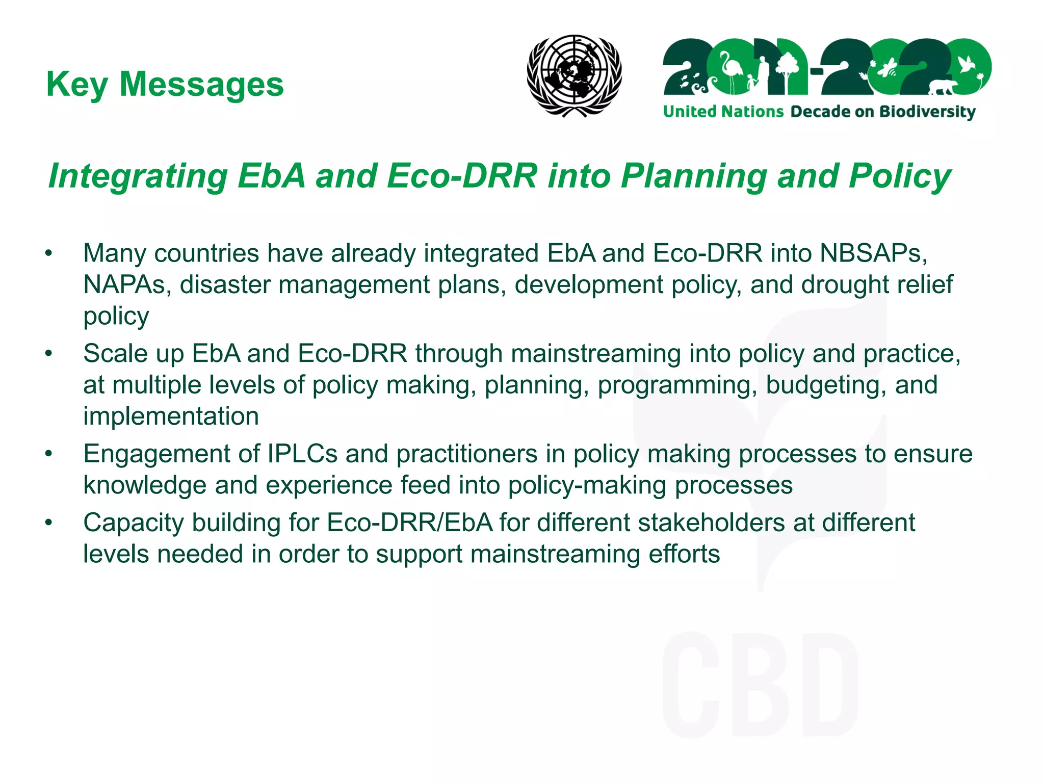 Experiences with Ecosystem-based Approaches to Climate Change ...