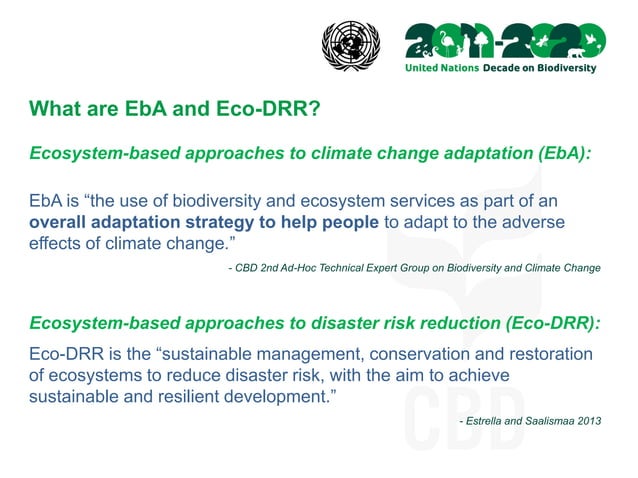Experiences with Ecosystem-based Approaches to Climate Change Adaptation and DIsaster Risk ...