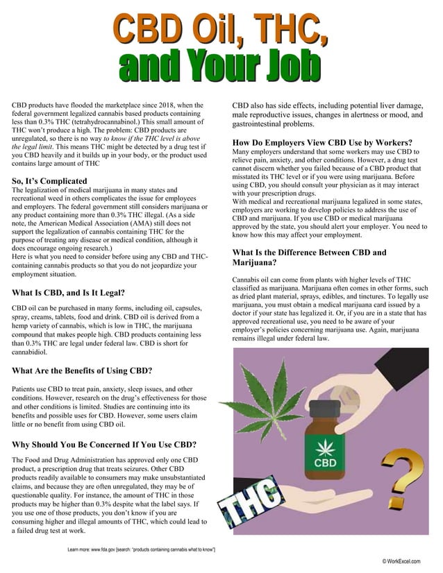 CBD Oil, THC, and Your Job | PDF