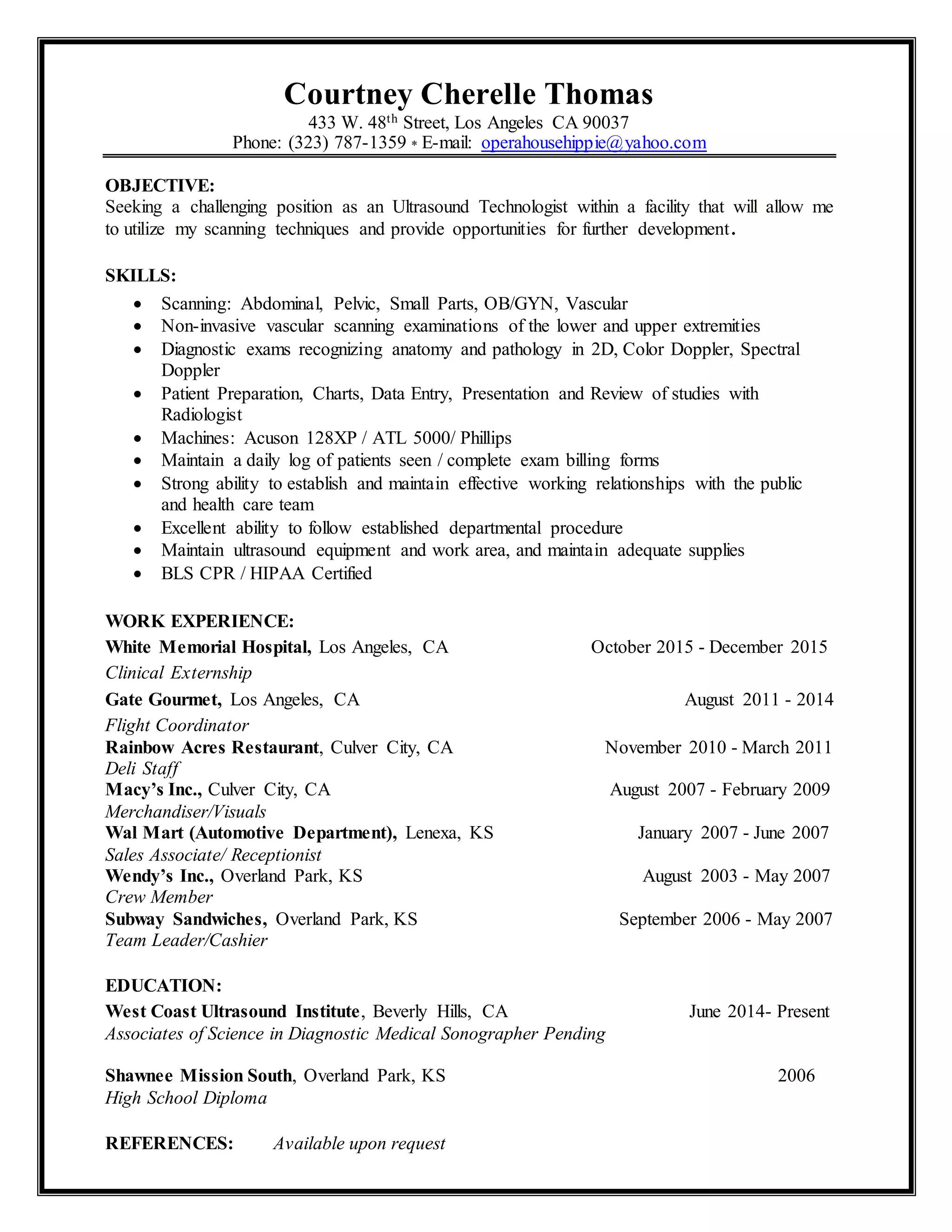 cherelle resume ultrasound | DOCX