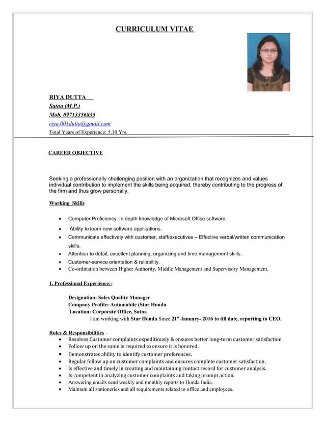RIYA DUTTA CV | PDF