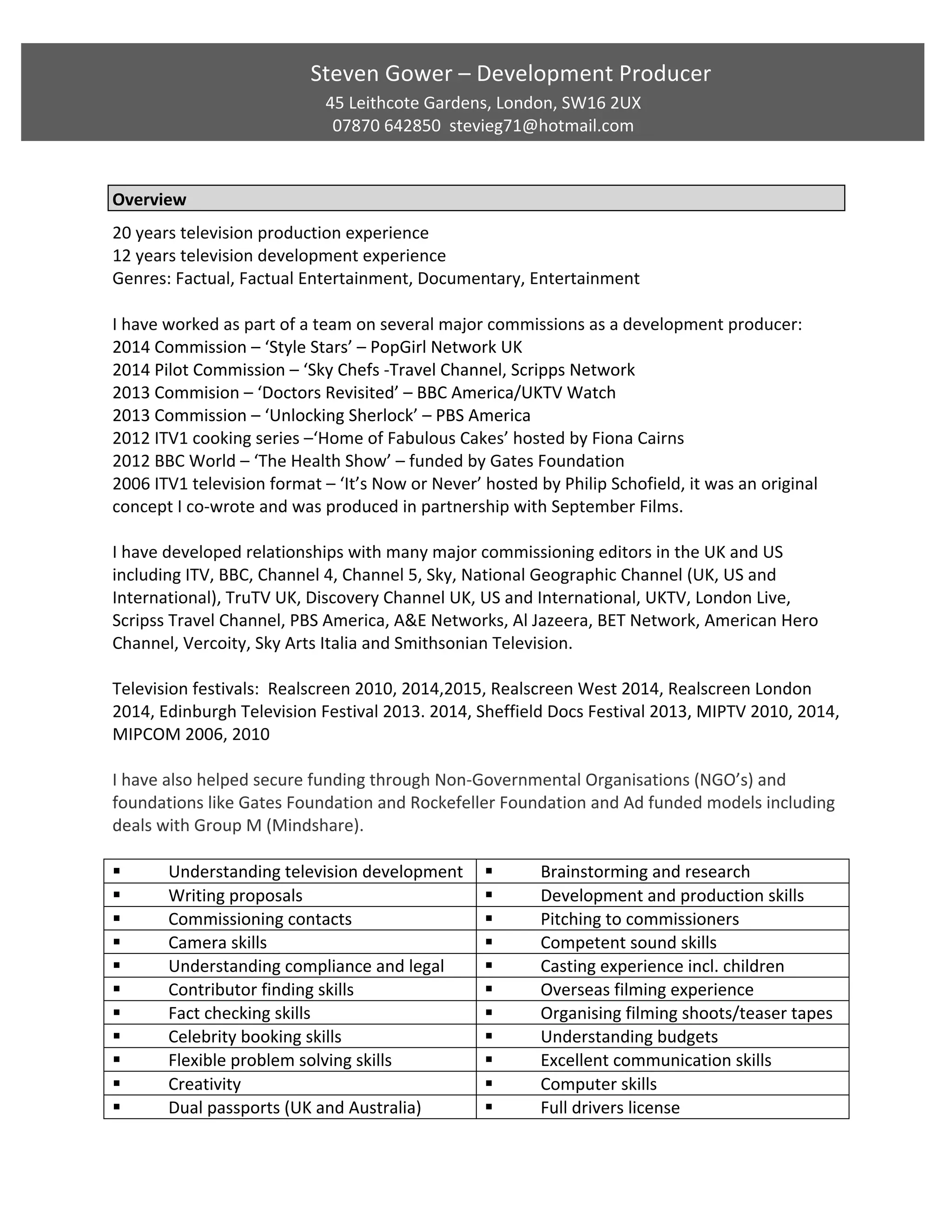 Stevie CV 2015 | PDF | Factual | Genres