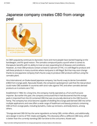 CBD from Orange Peels - Japanese Company Makes a Sweet Discovery | PDF