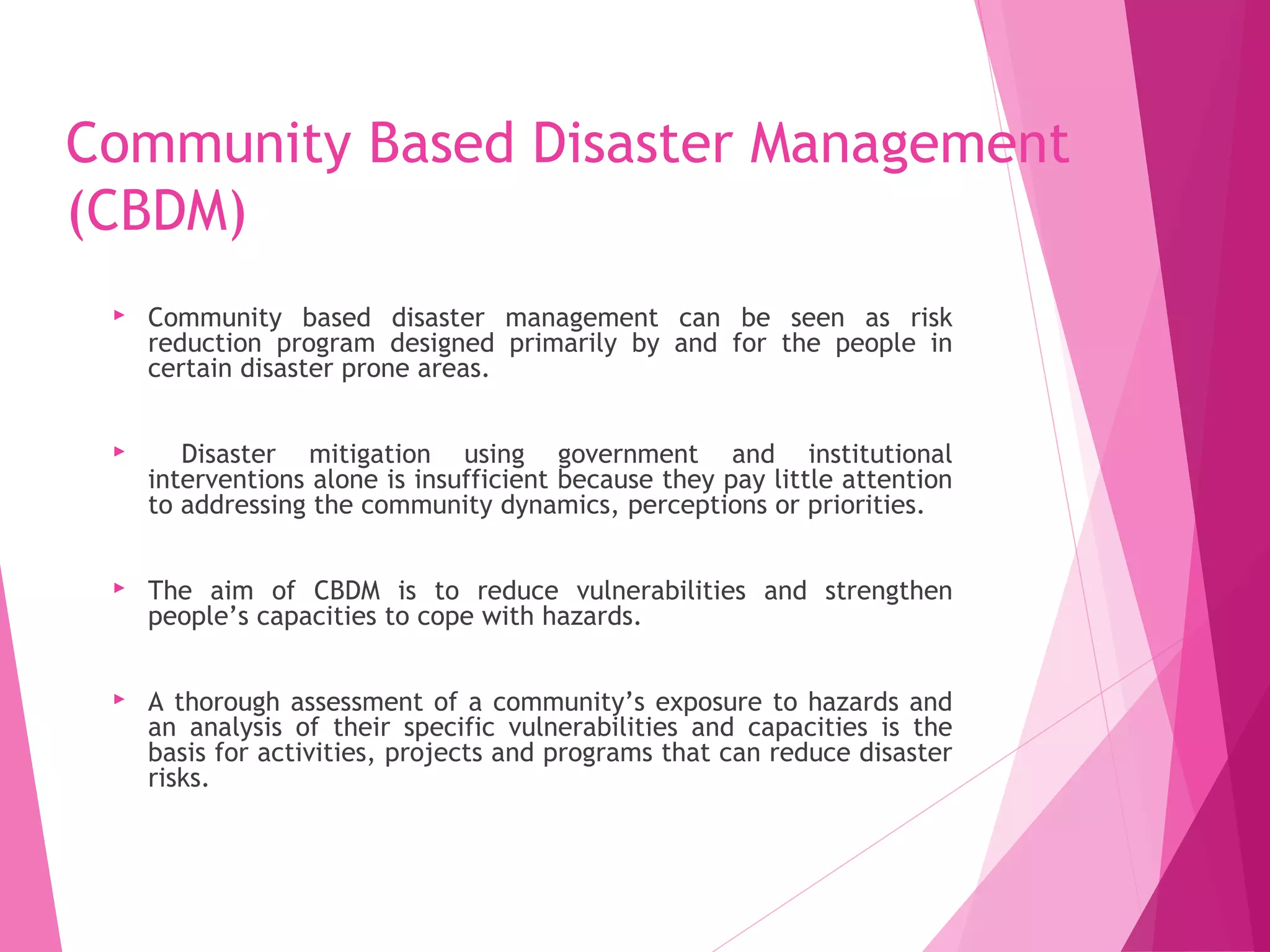 Community Based Disaster Risk Management (CBDRM) | PPT