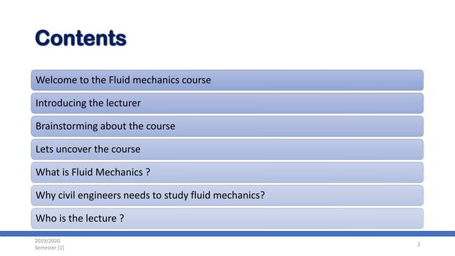 Fluid Mechanics Course - Civil Engineering -Lec 01 | PDF